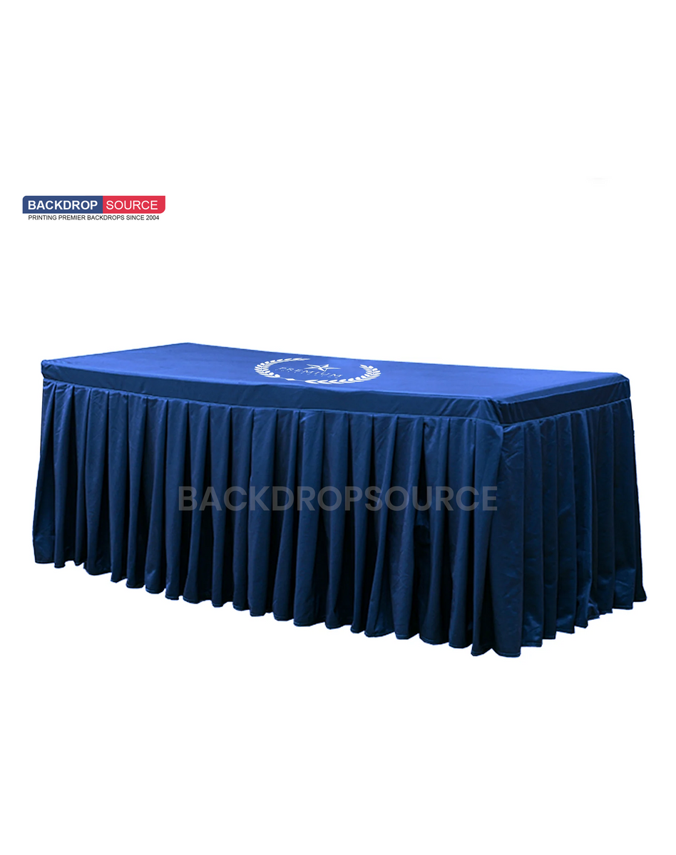 Custom Fitted Table Skirts with Top: Perfect For Event – Backdropsource UAE