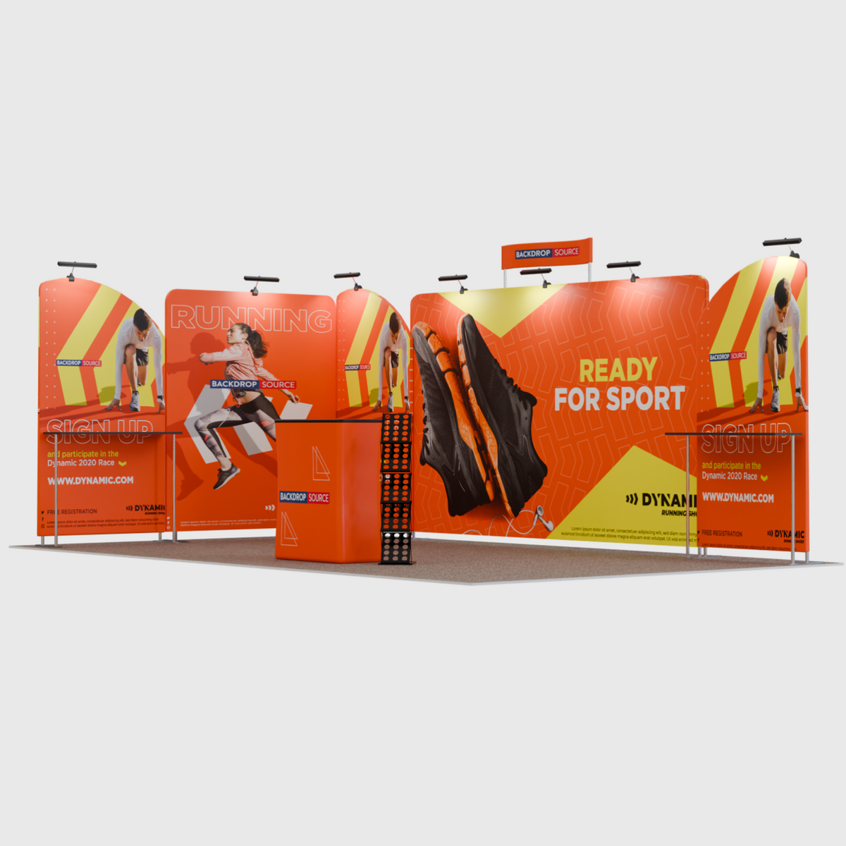 20ft x 10ft Straight Backdrop Shelf Exhibition Kit – Backdropsource UAE