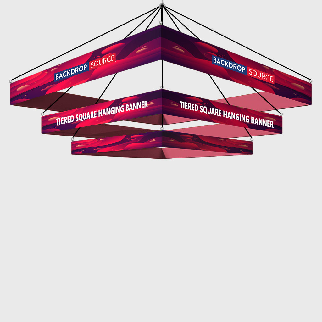 Tiered Square Hanging Banner – Backdropsource UAE