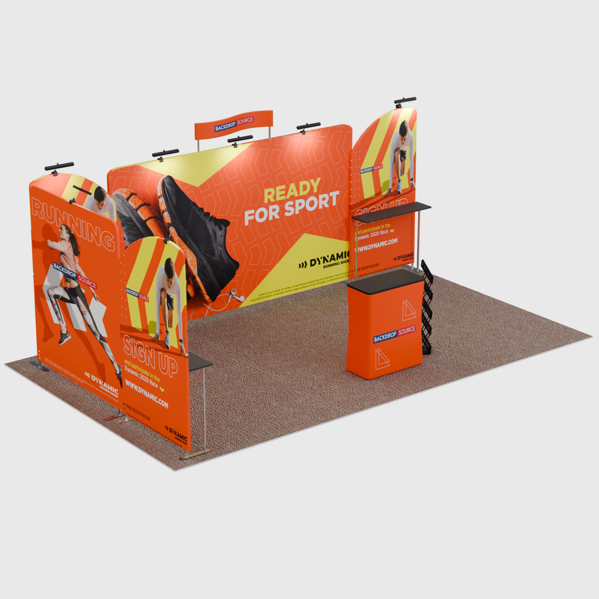 20ft x 10ft Straight Backdrop Shelf Exhibition Kit – Backdropsource UAE
